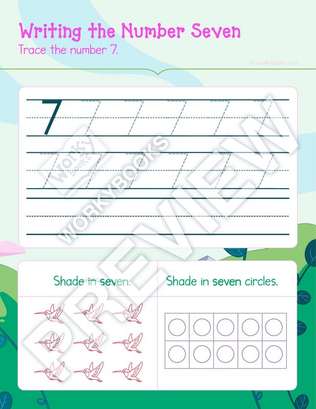 Worksheet - I can read write and count 7 | Kindergarten worksheets ...