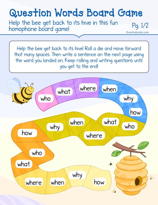 Worksheet - Question Words Board Game | question words, interrogatives ...