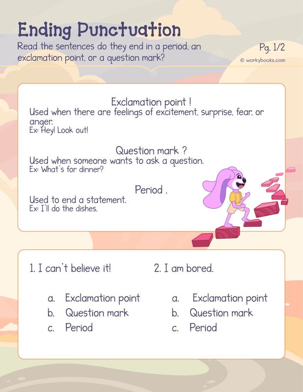 Worksheet - Ending Punctuation | ending punctuation, periods ...