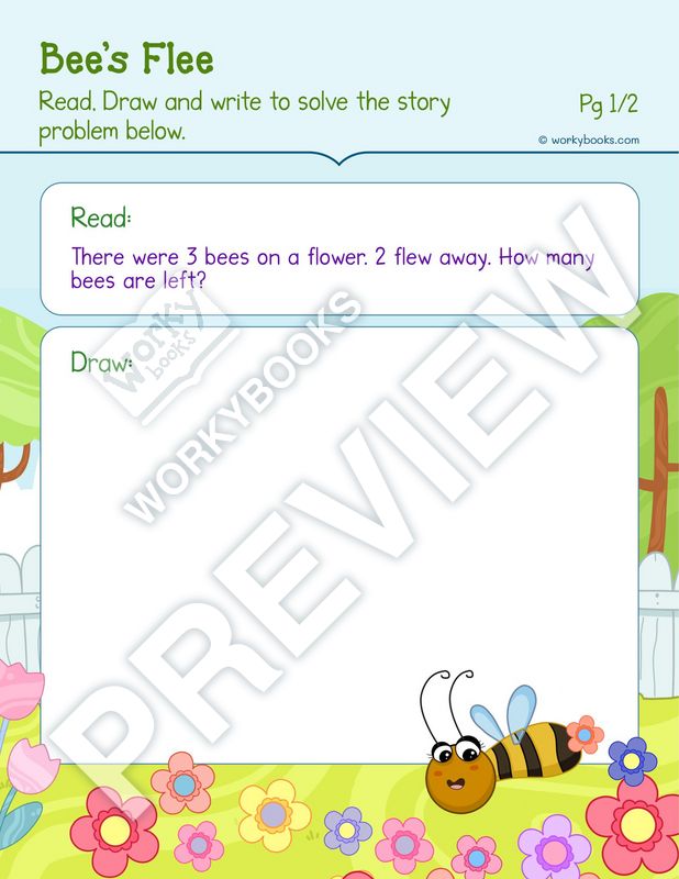 Worksheet - Bees—Word Problem | Kindergarten worksheets | Math| Numbers ...