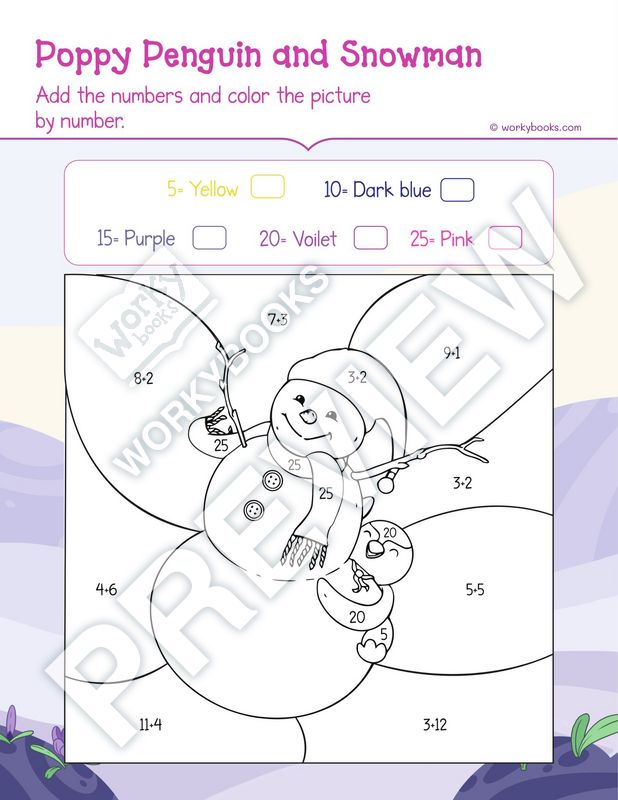 Worksheet - Helping Poppy Penguin and Snowman Substract Interactive ...