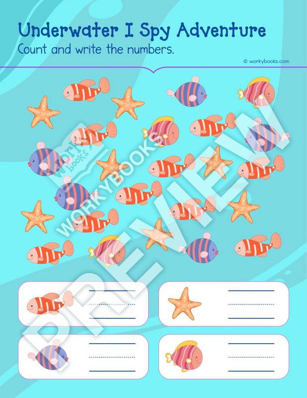 Worksheet - Underwater I Spy Adventure | Kindergarten worksheets | Math ...