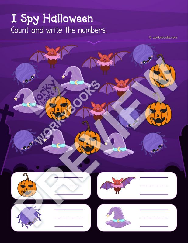 Worksheet - I Spy Halloween | Kindergarten worksheets | Math| Counting ...
