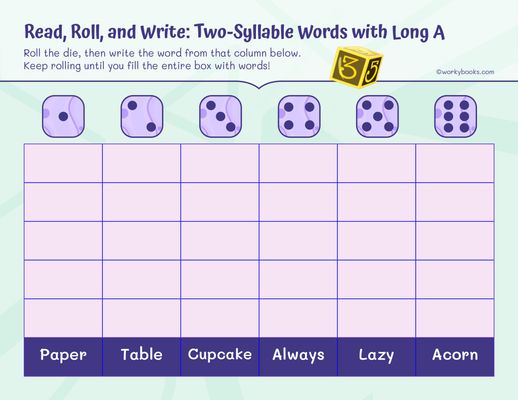 Worksheet - Phonics-Open Syllables | 2 Syllable Words | Syllable | Open ...